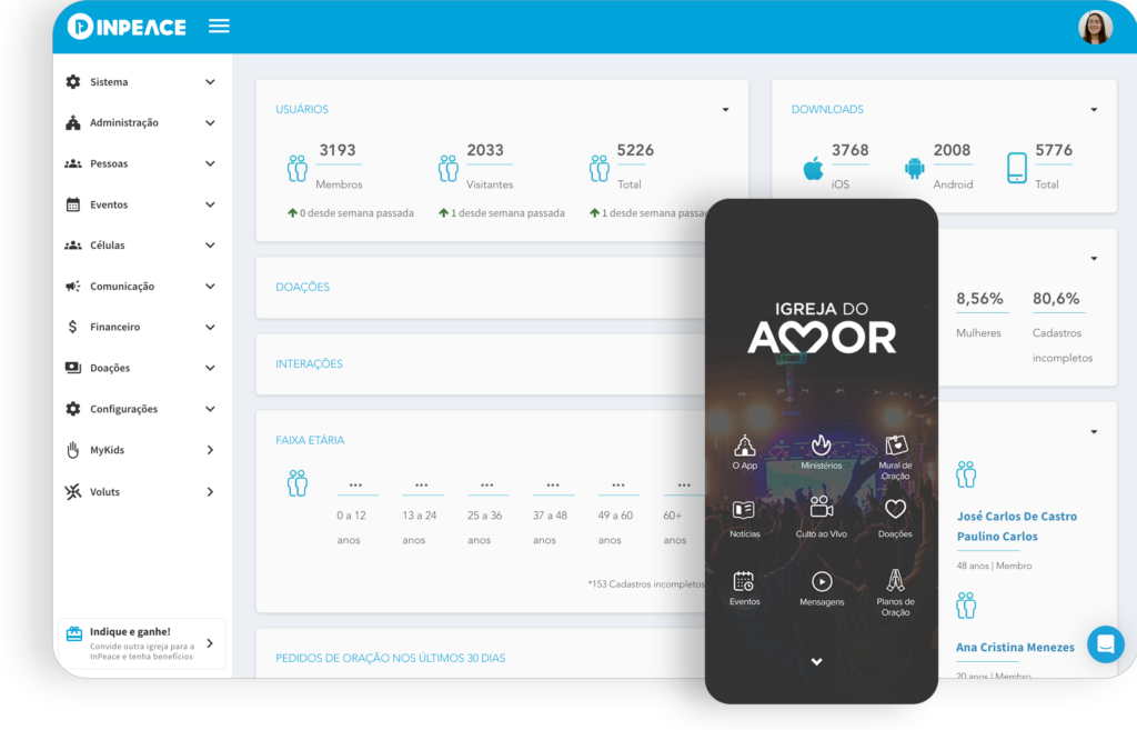Aplicativo para Igrejas - InPeace - Personalizado e Nativo